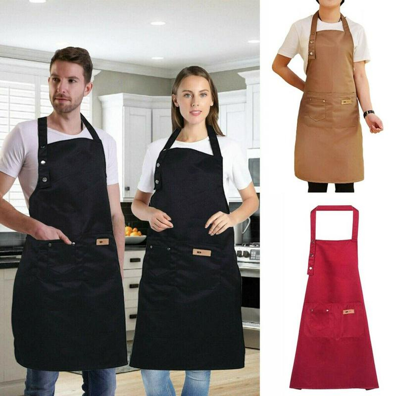 Canvas Waterproof Apron Stain-Resistant Women Men Chef Waiter Coffee ...