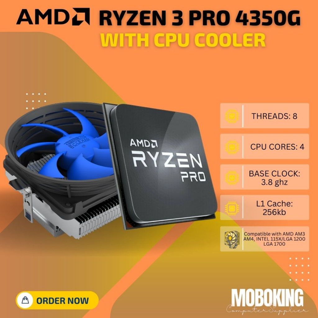 AMD Ryzen 3 PRO 4350G Socket Am4 3.8ghz Desktop Processor with Cooler - Tray No Box Brand New ...