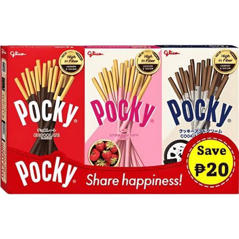 Pocky Pack of 3 Strawberry Cookies & Cream Chocolate | Shopee Philippines