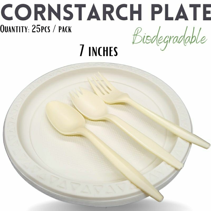 Cornstarch Plate Biodegradable 25pcs for party Rice meals Dessert ...