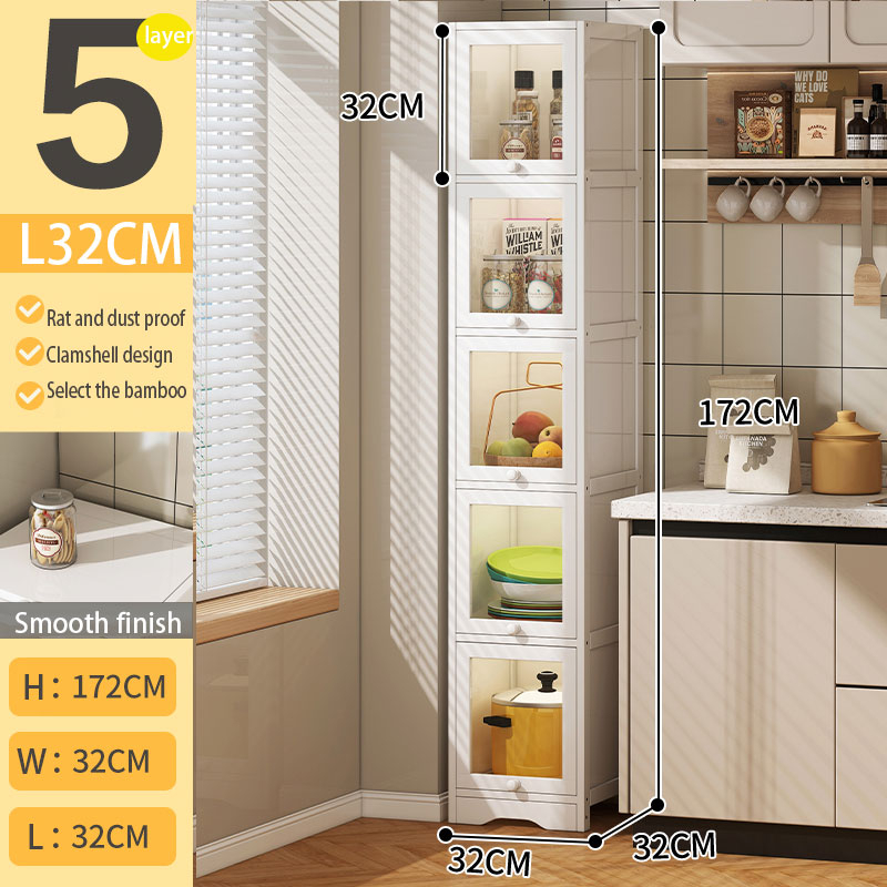 Kitchen Storage Cabinet 3/4/5 Layer Bookcases Shelving with Doors ...