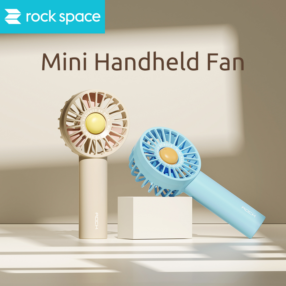 Rock Space Mini Handheld Fan Rechargeable 1800mAh Battery 3 Gears ...