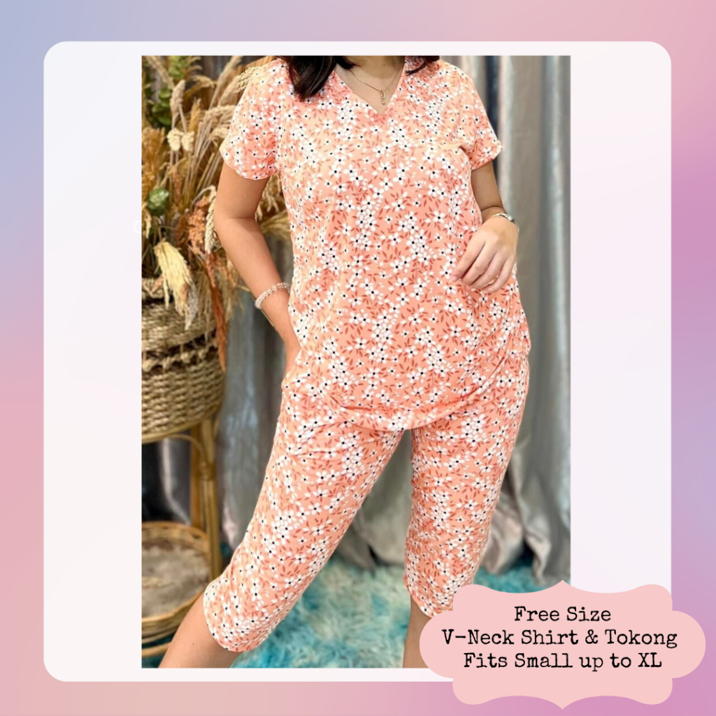 V-Neck Blouse with Tokong | Shopee Philippines