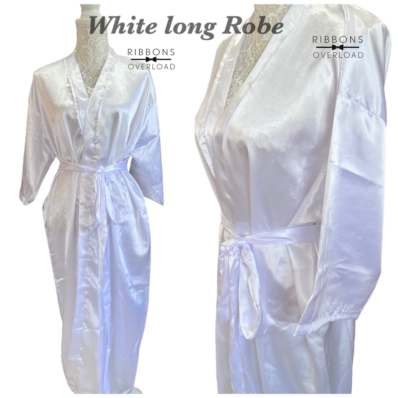 Plain White Long Robe | Bridal Long Robe | Shopee Philippines