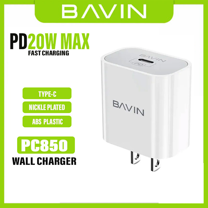 Bavin PC850 Mini Wall Charger 20W PD Adapter Flash Single Head TYPE-C ...