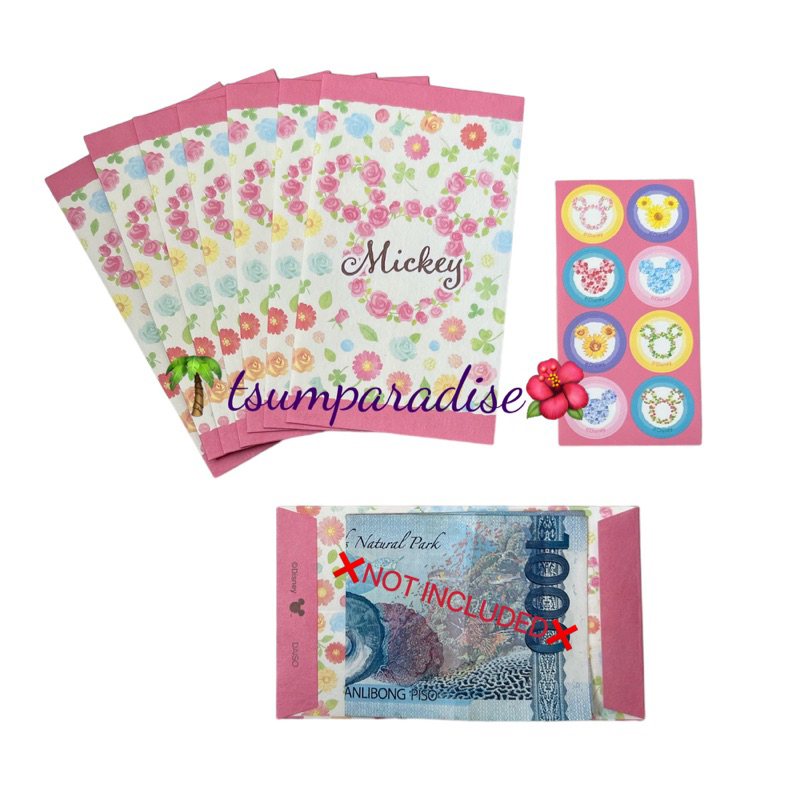 Mickey Mouse Floral Money Envelope Made in Japan 8pcs with Sticker ...