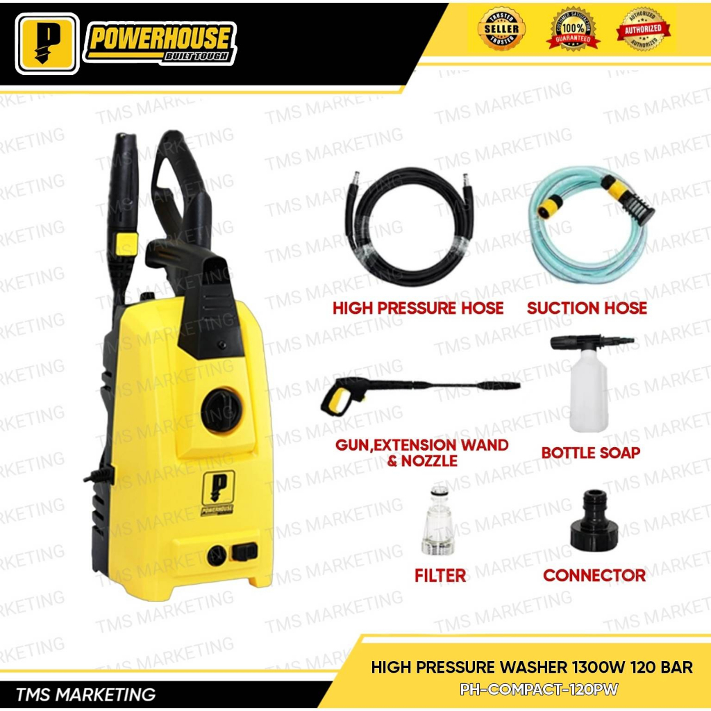 POWERHOUSE 120 BAR High Pressure Washer Sprayer 1300W PH-COMPACT-120PW ...