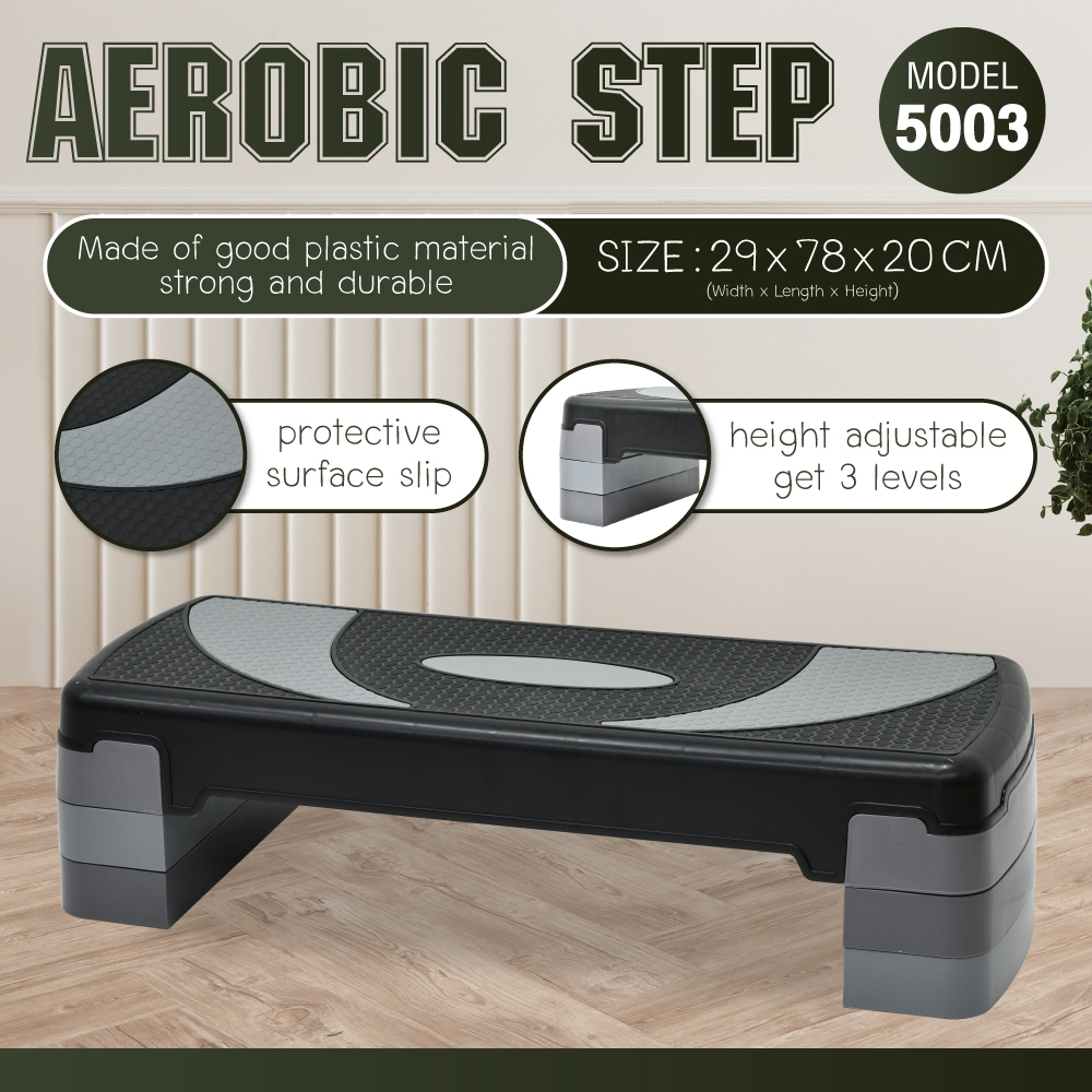 Aerobic Step Board Fitness Exercise, Stepper Steps w/ Height Adjustment ...