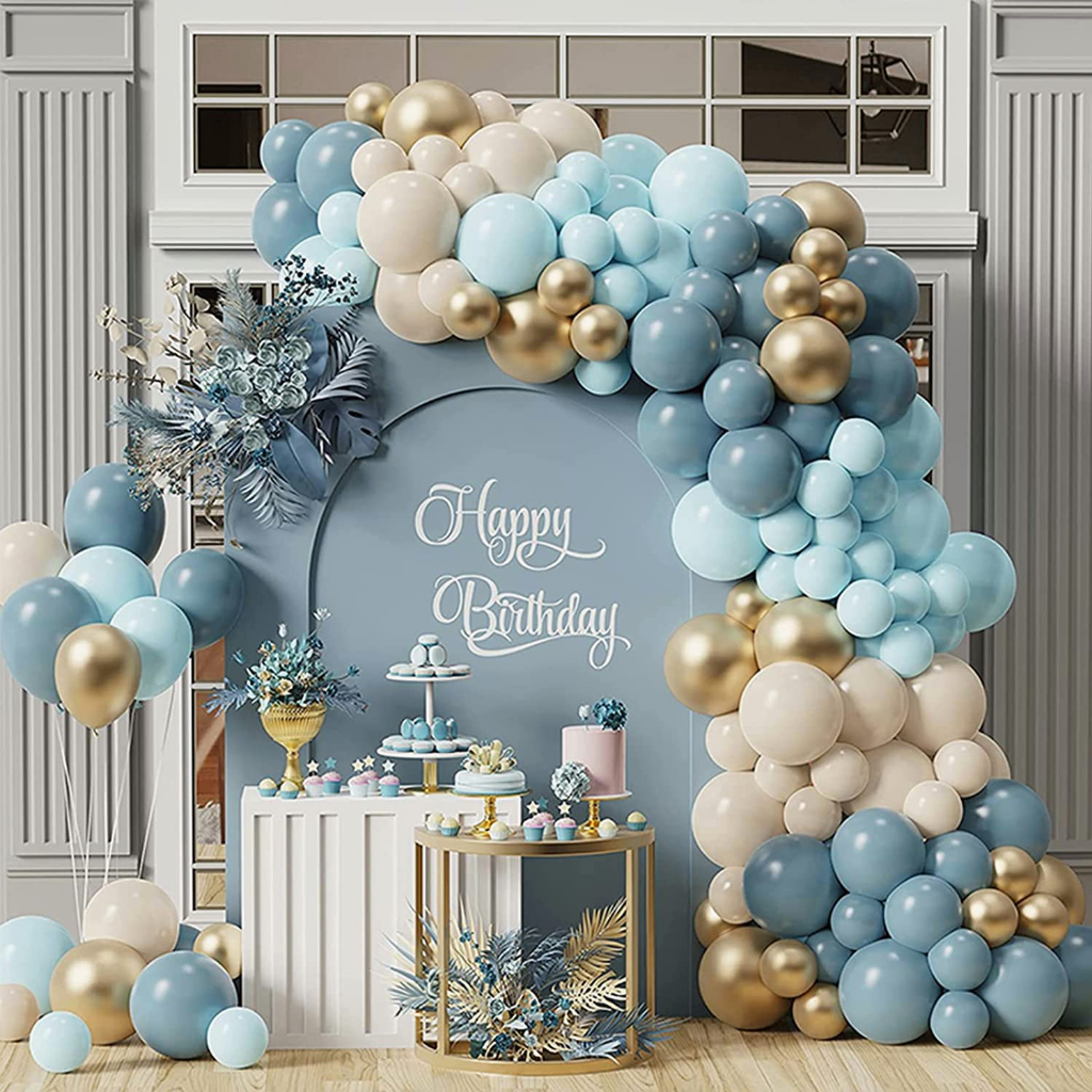 122pcs Dusty Blue Balloon Garland Arch Kit Balloon Boho Baby Shower ...