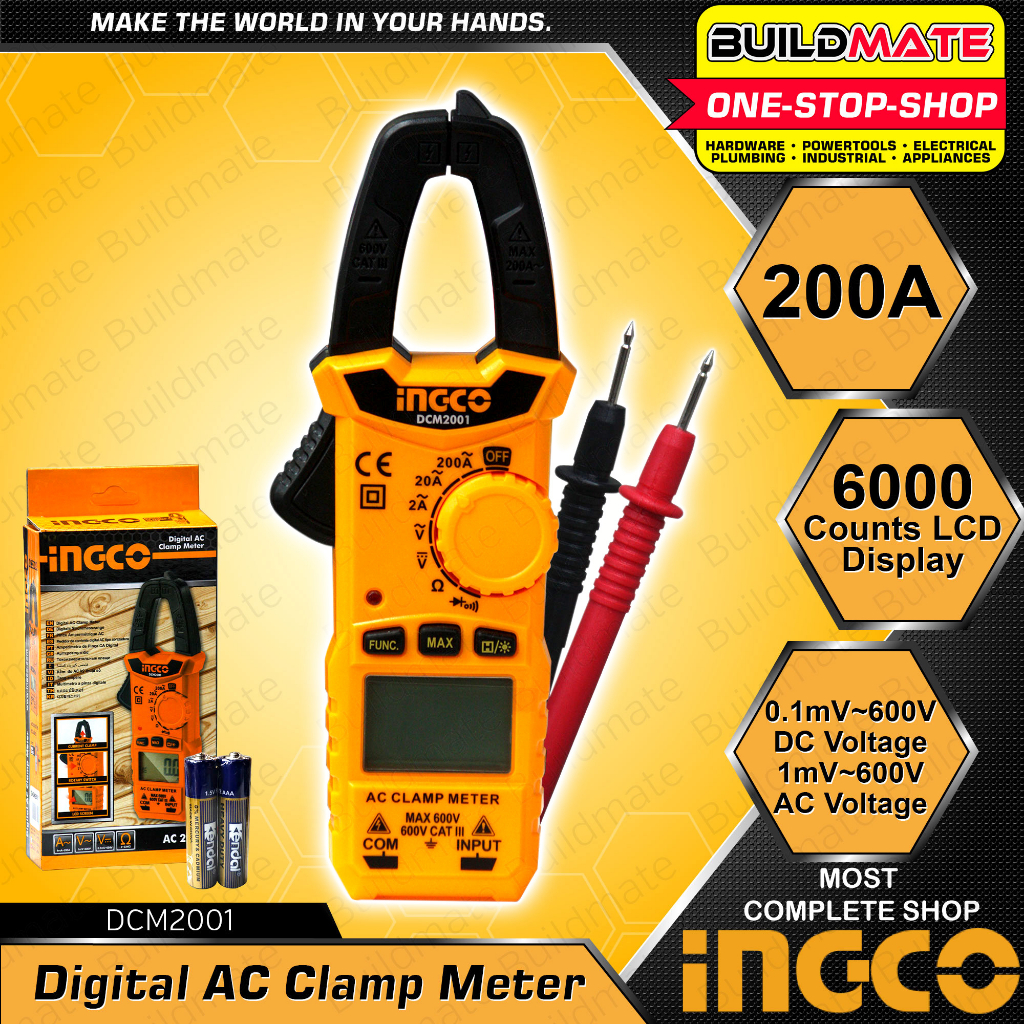 BUILDMATE Ingco Digital Clamp Meter AC 2000C Digital AC Clamp Meter AC ...