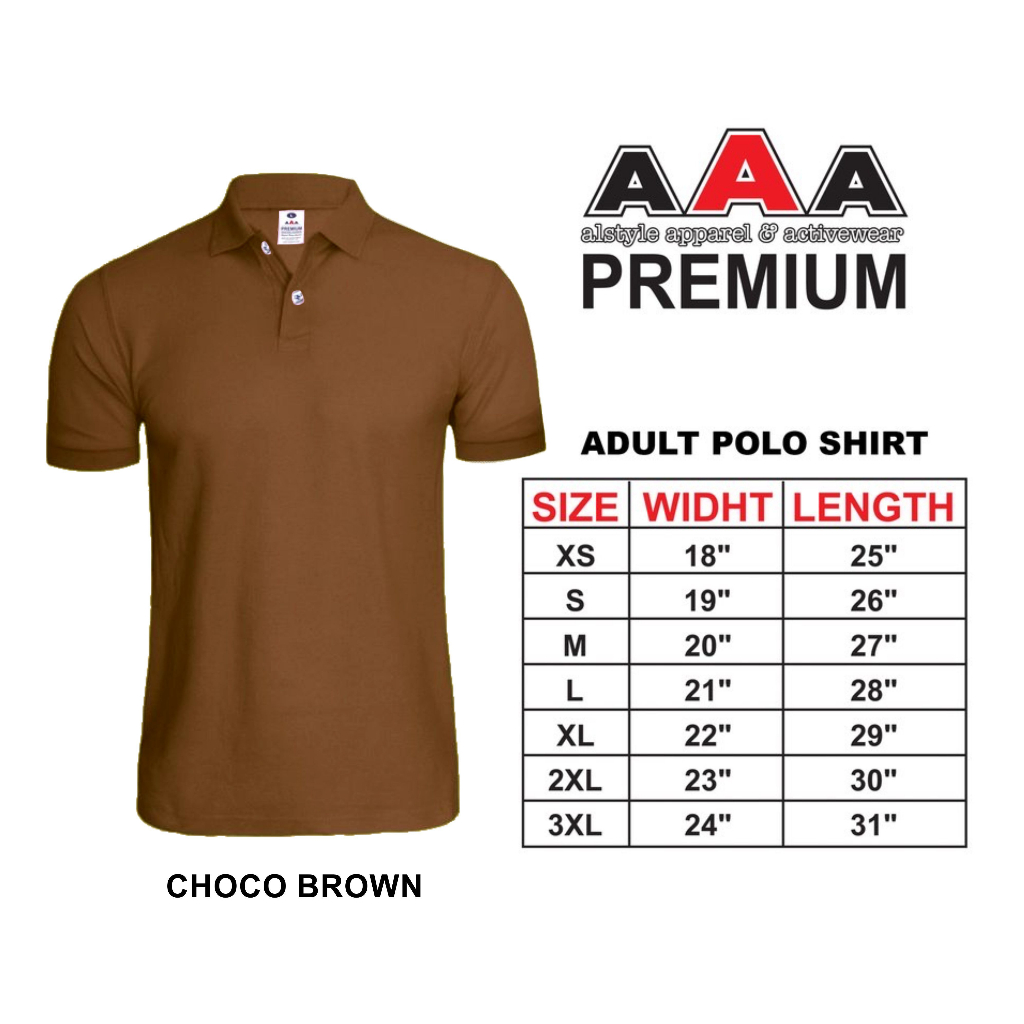 AAA PREMIUM Poloshirt Honeycomb Unisex Adult (CHOCO BROWN) | Shopee ...