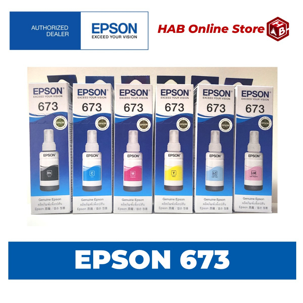 100% Original Genuine Epson 673 (6 Colors) Ink Bottle 70mL for L805 ...