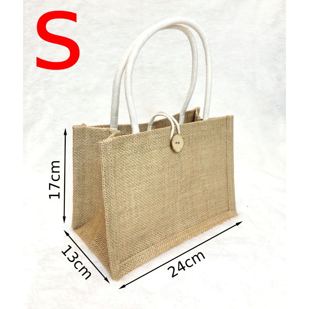 Jute Bag Abaca Women's Tote Bag Linen Shoulder Bag 2-Tone Plain Tote ...