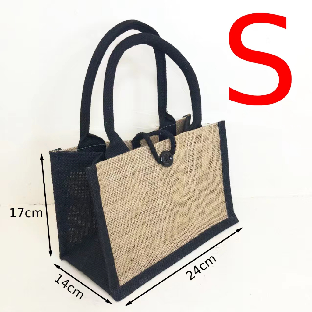 Jute Bag Abaca Women's Tote Bag Linen Shoulder Bag 2-Tone Plain Tote ...