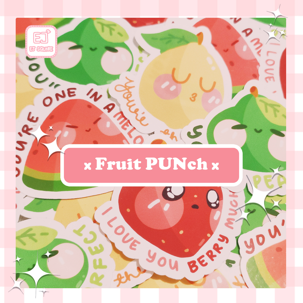EJ SQUARE FRUIT PUNCH CUTE VINYL WATERPROOF STICKERS | Shopee Philippines