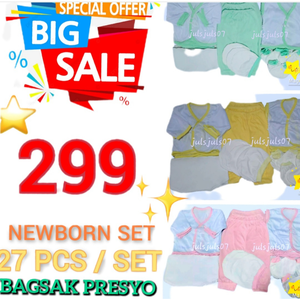 27 pcs Newborn Clothes baru baruan Mitten Tieside Pajama Newborn baby ...