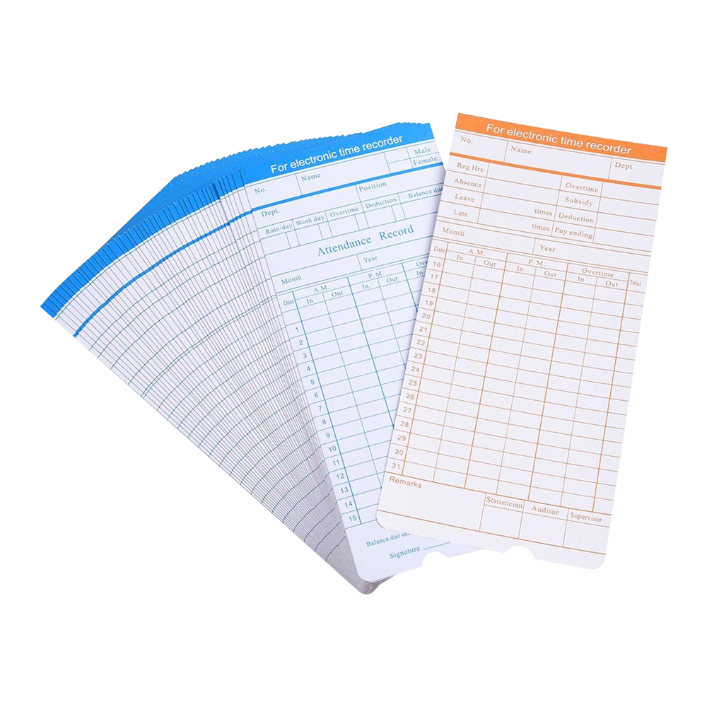 Time Card (100pcs) Compatible with most 6-column electronic time clock ...