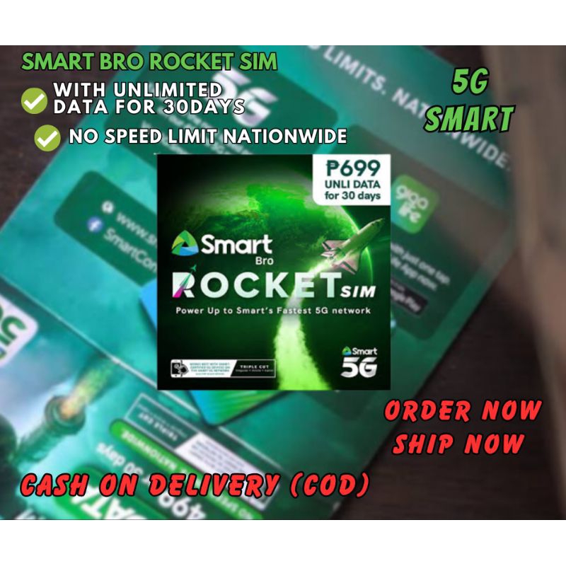 SMART BRO ROCKET SIM WITH 30 DAYS OF UNLI DATA | Shopee Philippines