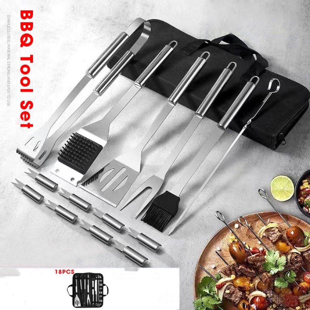 BBQ Grill Stainless Steel Utensils Tool Set With Spatula Fork Kniife ...