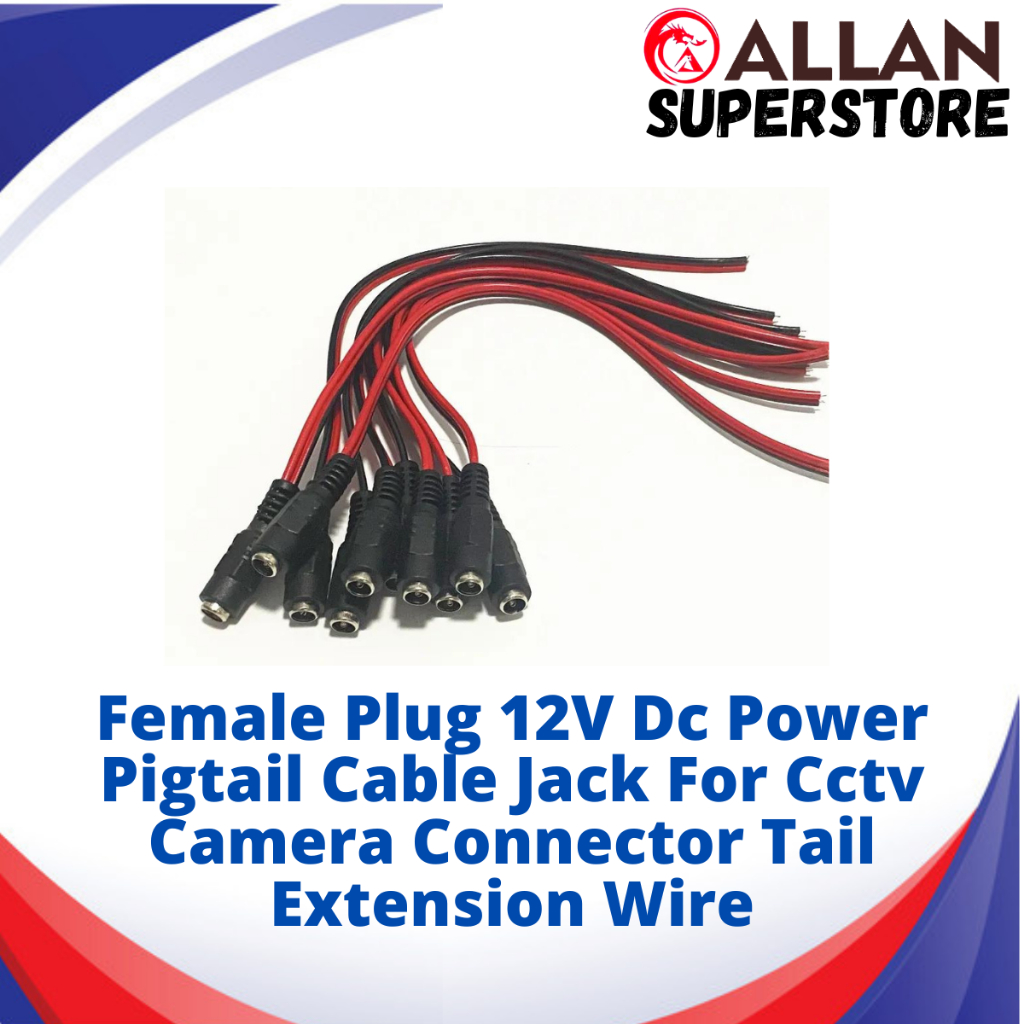 Female Plug 12V Dc Power Pigtail Cable Jack For Cctv Camera Connector ...