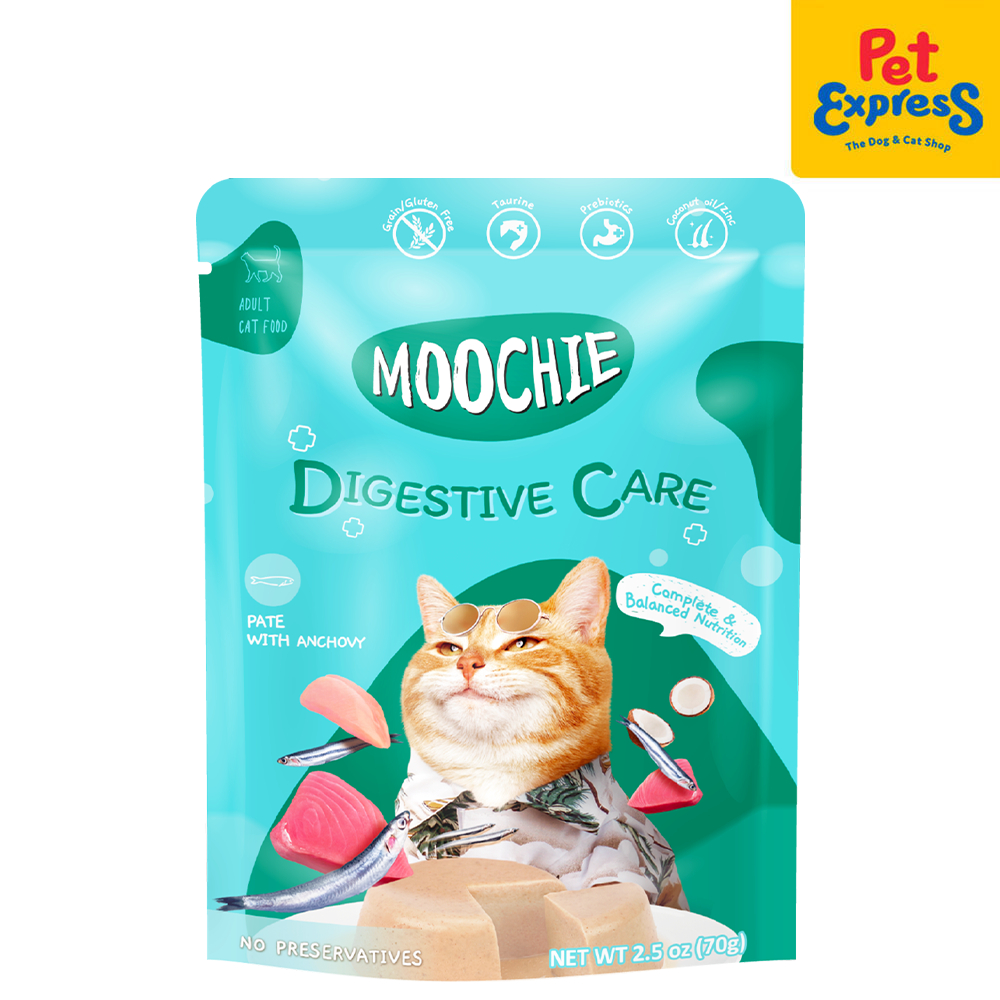 Moochie Adult Digestive Care Pate with Anchovy Wet Cat Food 70g (12 ...