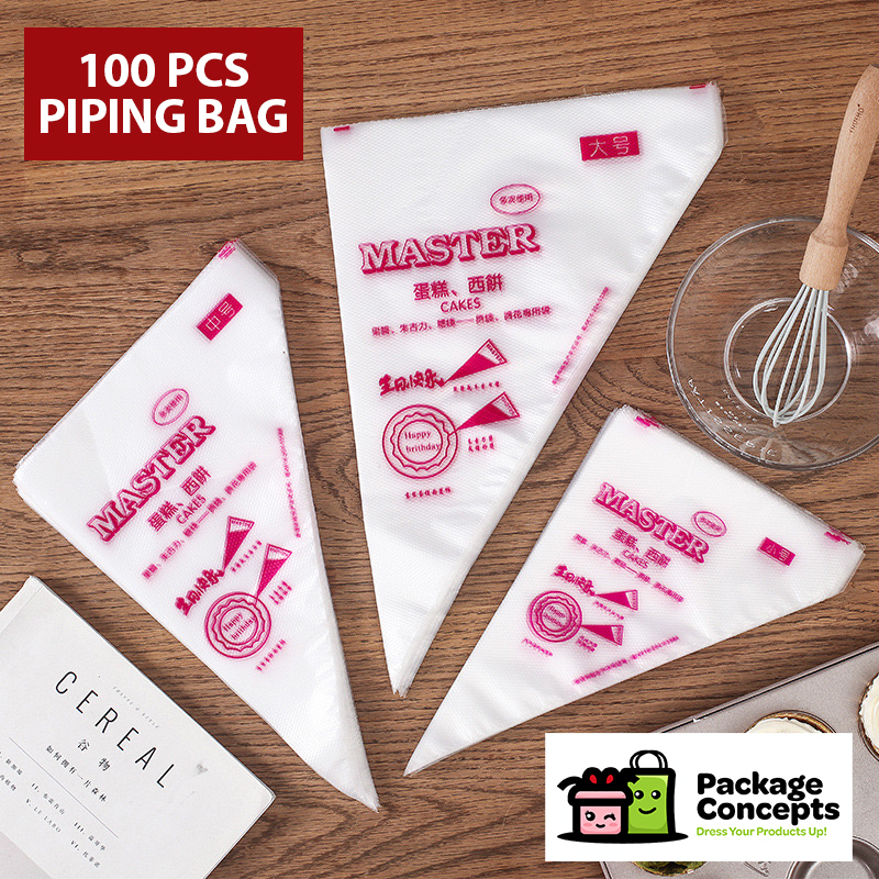 [100PCS] Disposable Piping Bag Cake Frosting Icing Baking Cupcakes ...