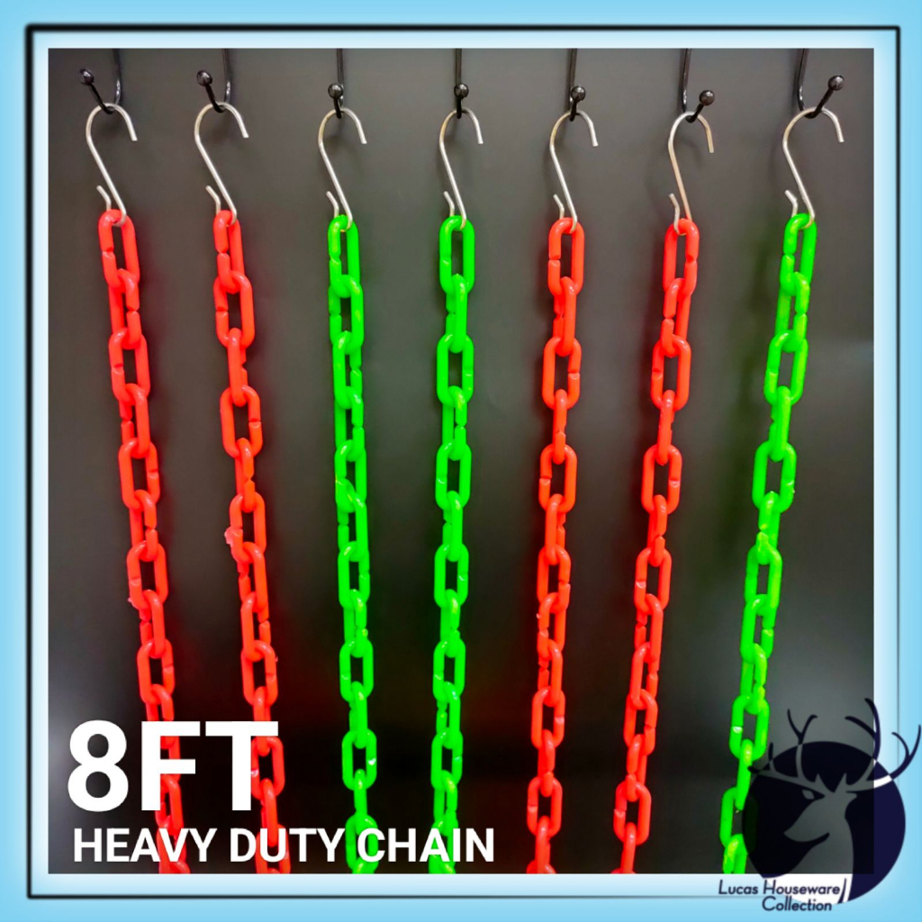 CLOTHESLINE (8FT=2.5M) PLASTIC CHAIN WITH STEEL HOOK / HANGING CHAIN ...