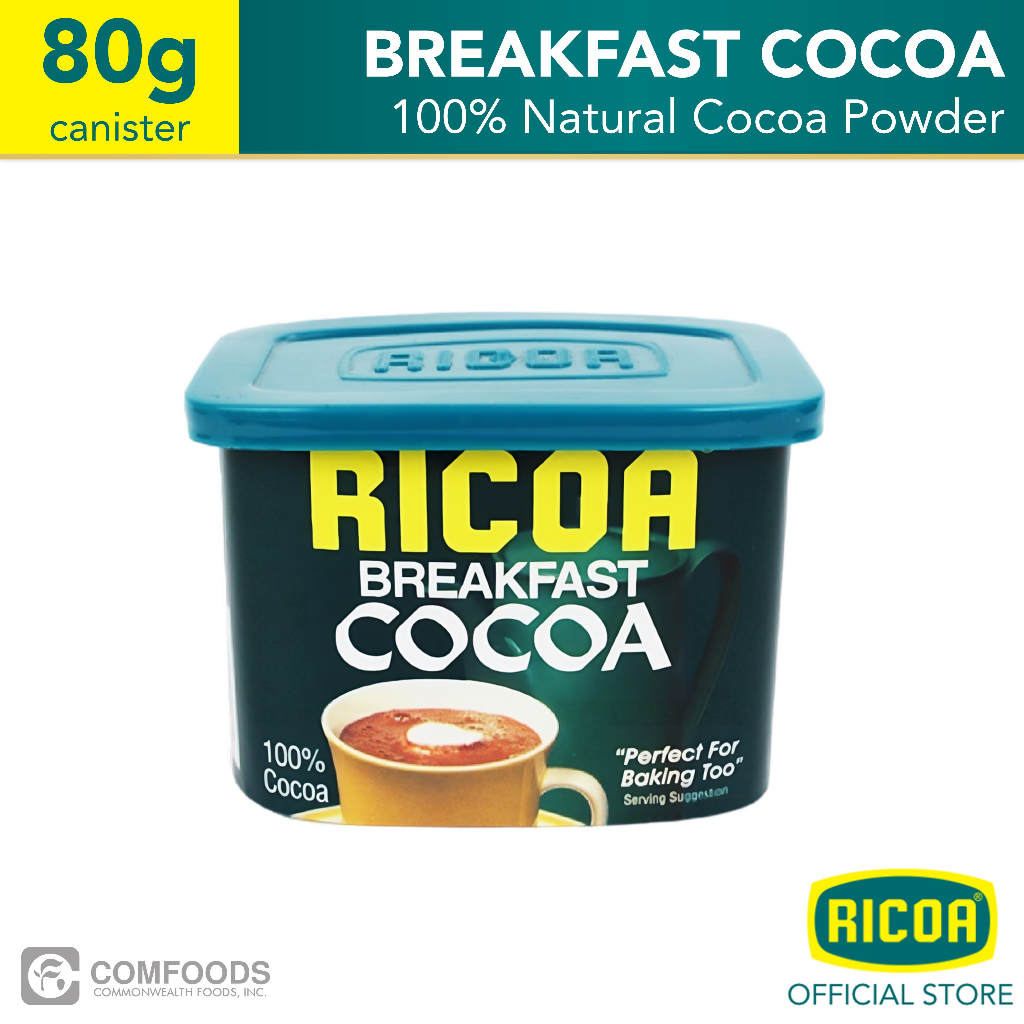 RICOA Breakfast Cocoa in Canister 80g - 100% Natural Cocoa Powder ...