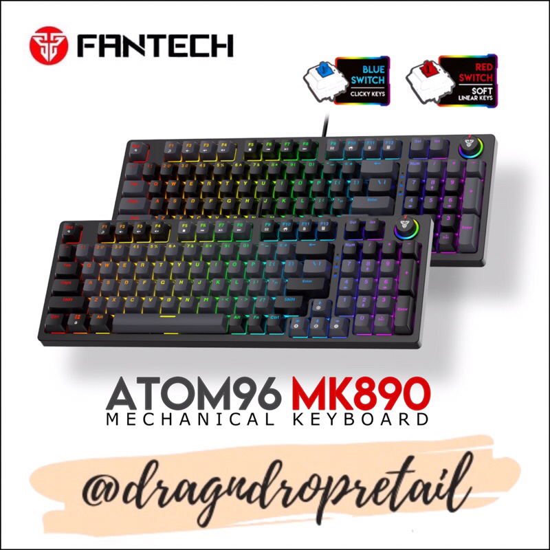 FANTECH ATOM96 MK890 Mechanical RGB Gaming Keyboard, 96 Keys - Black & Gray | Shopee Philippines