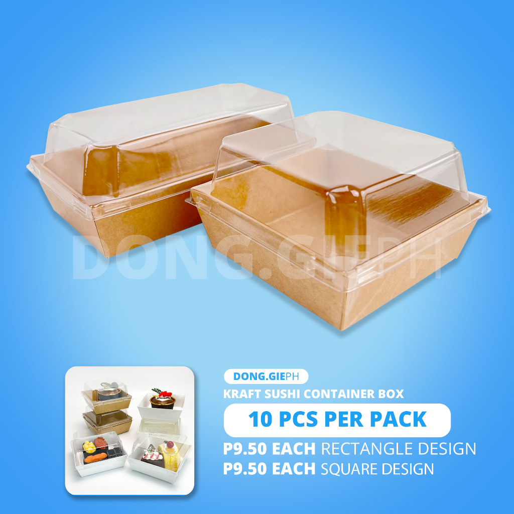 [10 PCS] Kraft Sushi Container Box with Lid | Shopee Philippines