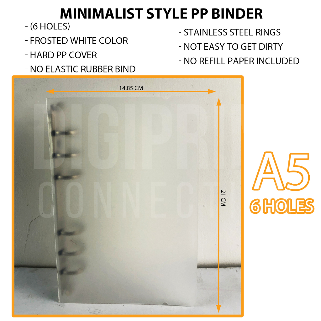 Minimalist PP Binder Japan Style A6/ A5 /B5 /A4 /A7 Stationary Binding ...