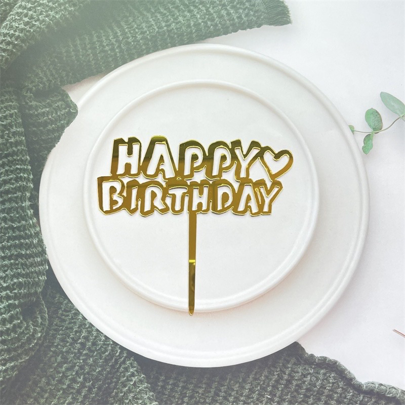 Acrylic Happy Birthday Cake Topper Cursive Happy anniversary 18 50 60 ...