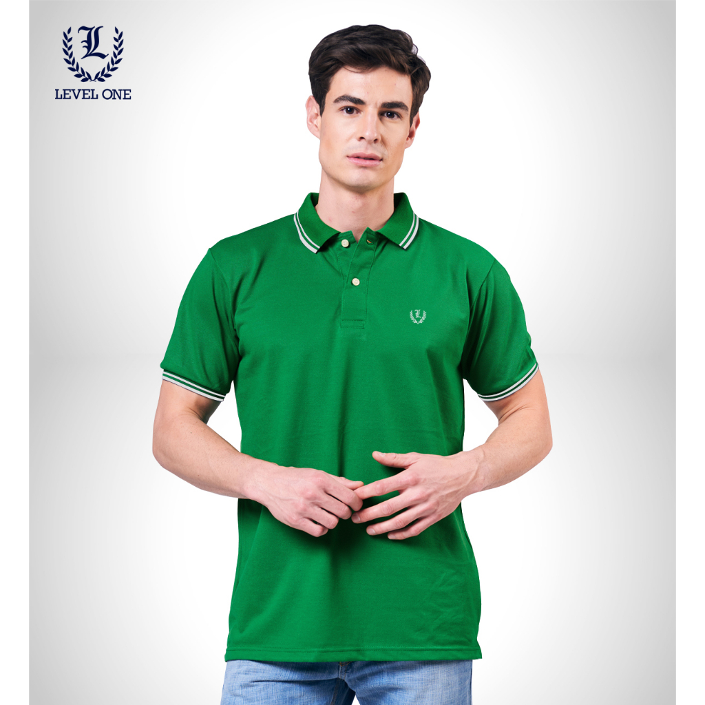 Level One Men's Twin Stripes Same Color Polo Shirt w/ "L" Crest ...