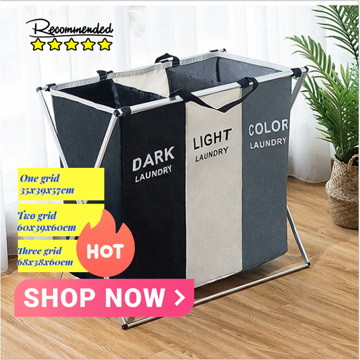 COD| 1/2/3 cells Foldable Dirty Laundry Basket Home Laundry Organizer ...