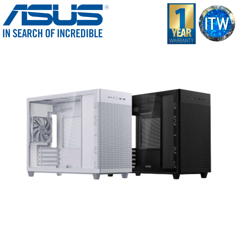 ASUS Prime AP201 Micro-ATX Tempered Glass PC Case (Black and White ...
