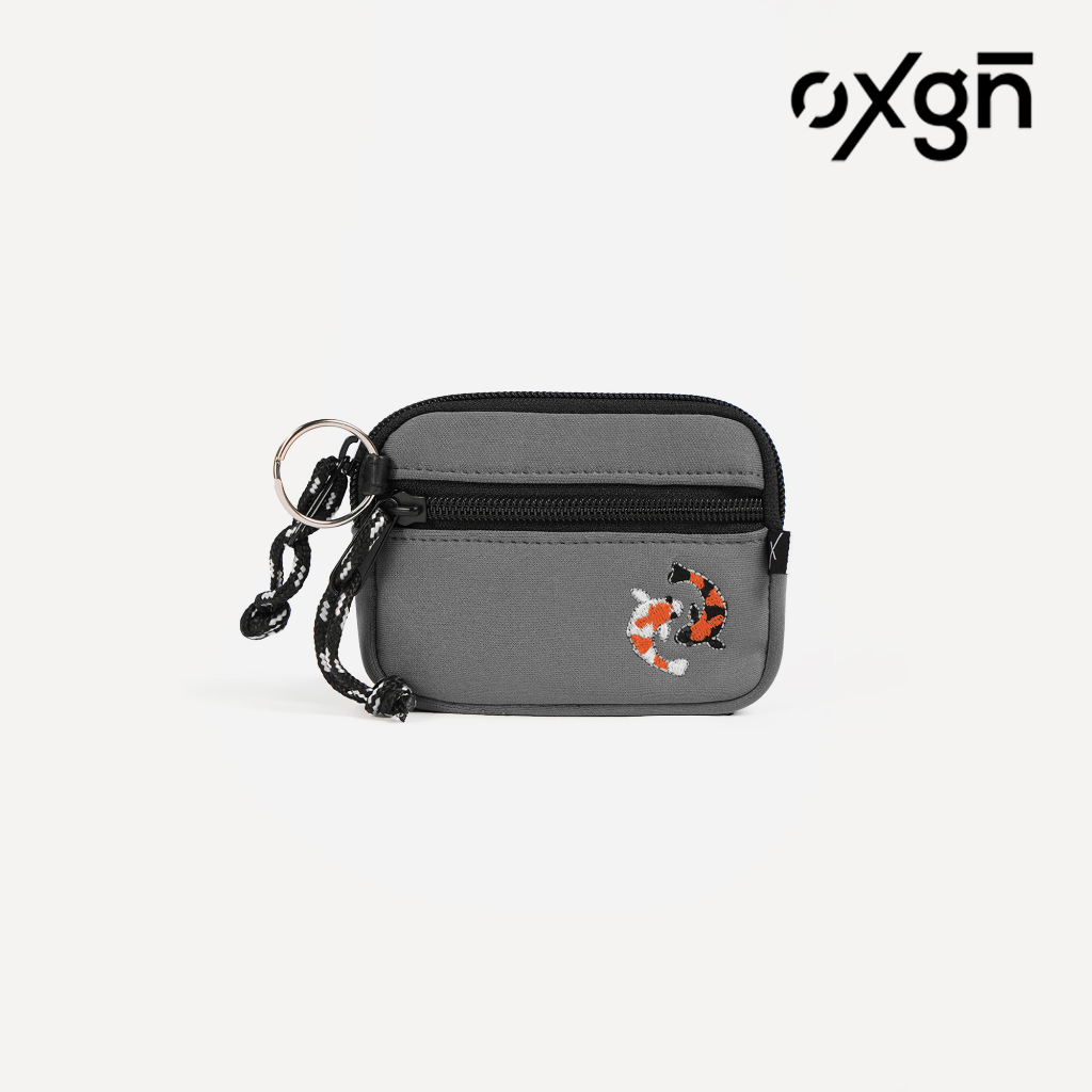 OXGN Coin Purse With Koi Embroidery For Men And Women (Beige/Gray ...