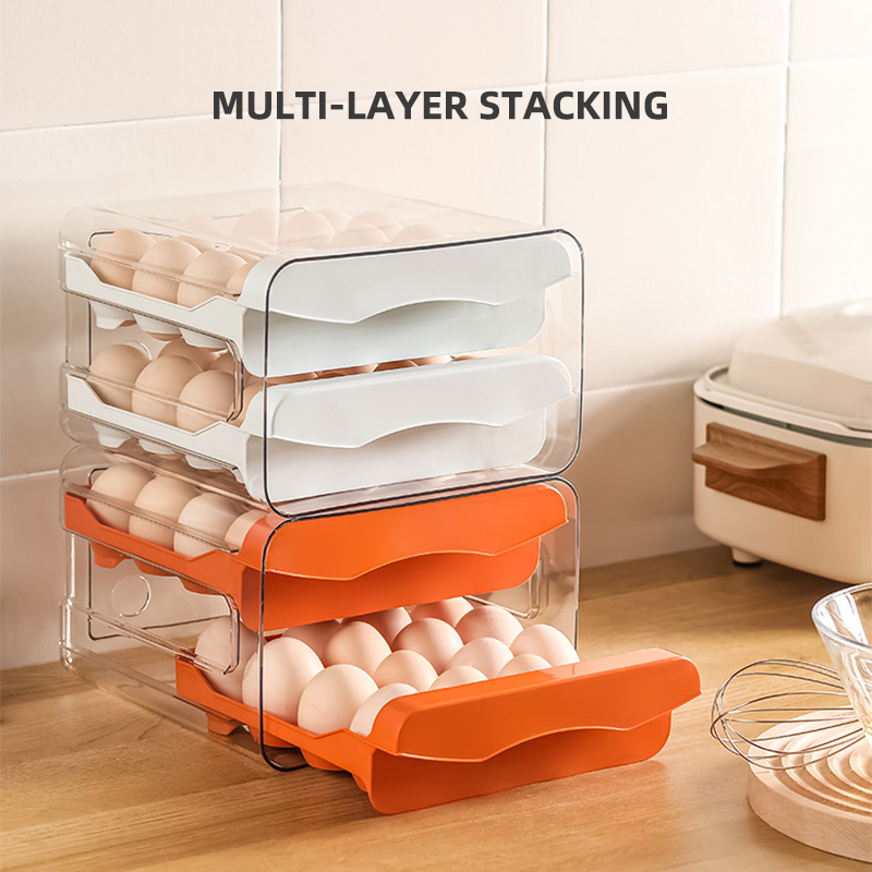Drawer Design Double Layer Egg Box Storage Box Tray Rack Kitchen ...