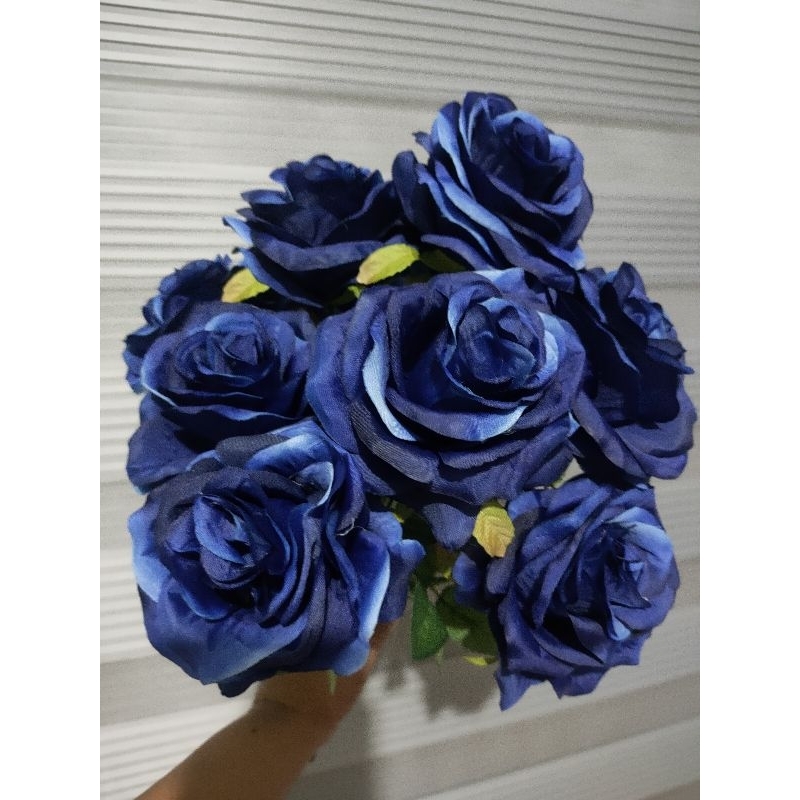 10 11 12 Heads Roses Artificial Red roses Royal Navy Blue roses white ...