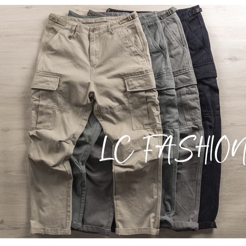 mens fashion straight six pocket loosse casual fashion cargo pants for mens | Shopee Philippines