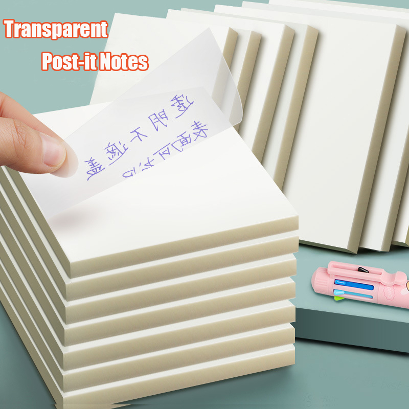 50 Sheets/Set Transparent Sticky Notes Waterproof Sticky Memo Clear ...