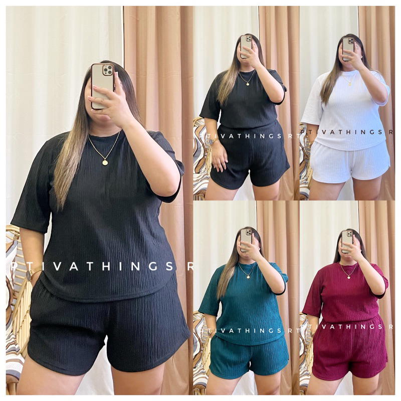 PLUS SIZE XL-4XL Madeline Basic Coords Terno Set Not Crop w/ Pockets ...