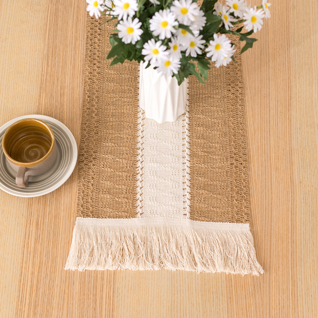 Splicing Burlap Table Runner Quality Table Cloth MUJI Style Home Decor ...