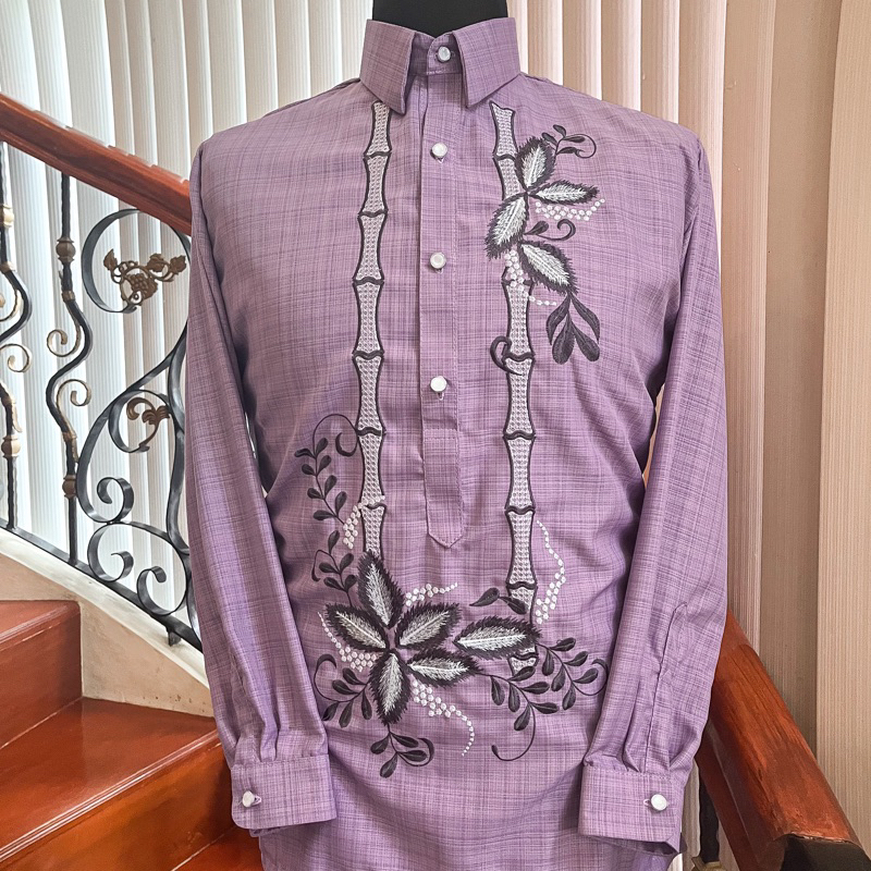 Tela with burda only (2 yards) Long Sleeves Polo Barong w/ Computerized ...