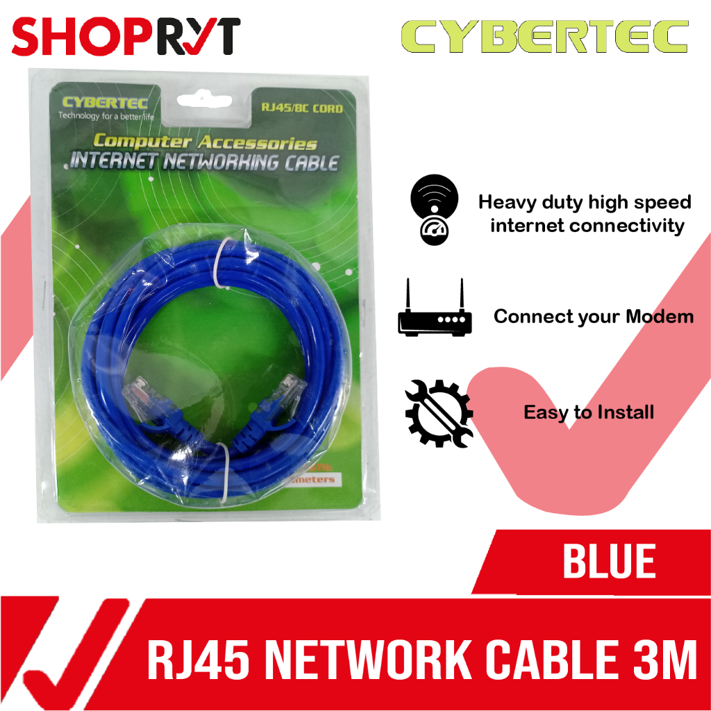 Cybertec RJ45/8C CORD Ethernet Cable 3m 6m 12m 20m 30m CAT6 3m 6m 12m | Shopee Philippines