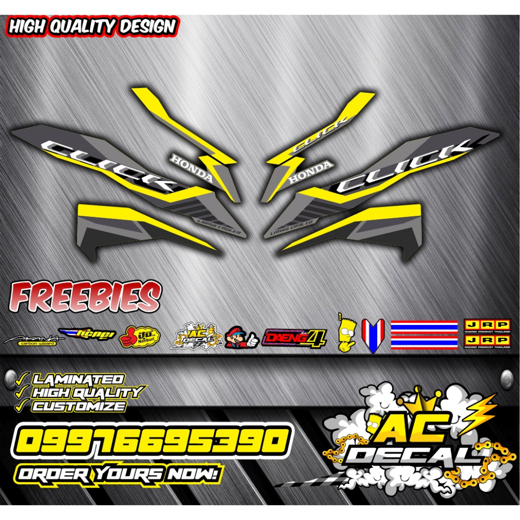 Honda Click 125i v3 Decal Stock Design (Yellow) | Shopee Philippines