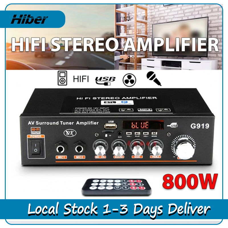 G20 G30 Mini Amplifier 12V/220V FM SD HiFi Bluetooth 5.0 Stereo Audio ...