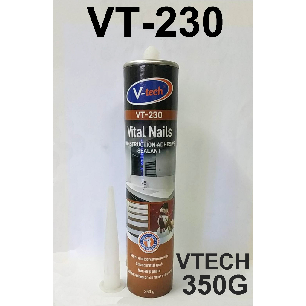 V-TECH VT-230 VITAL NAILS CONSTRUCTION ADHESIVE SEALANT 350 GRAMS NO MORE NAILS STONG INITIAL ...