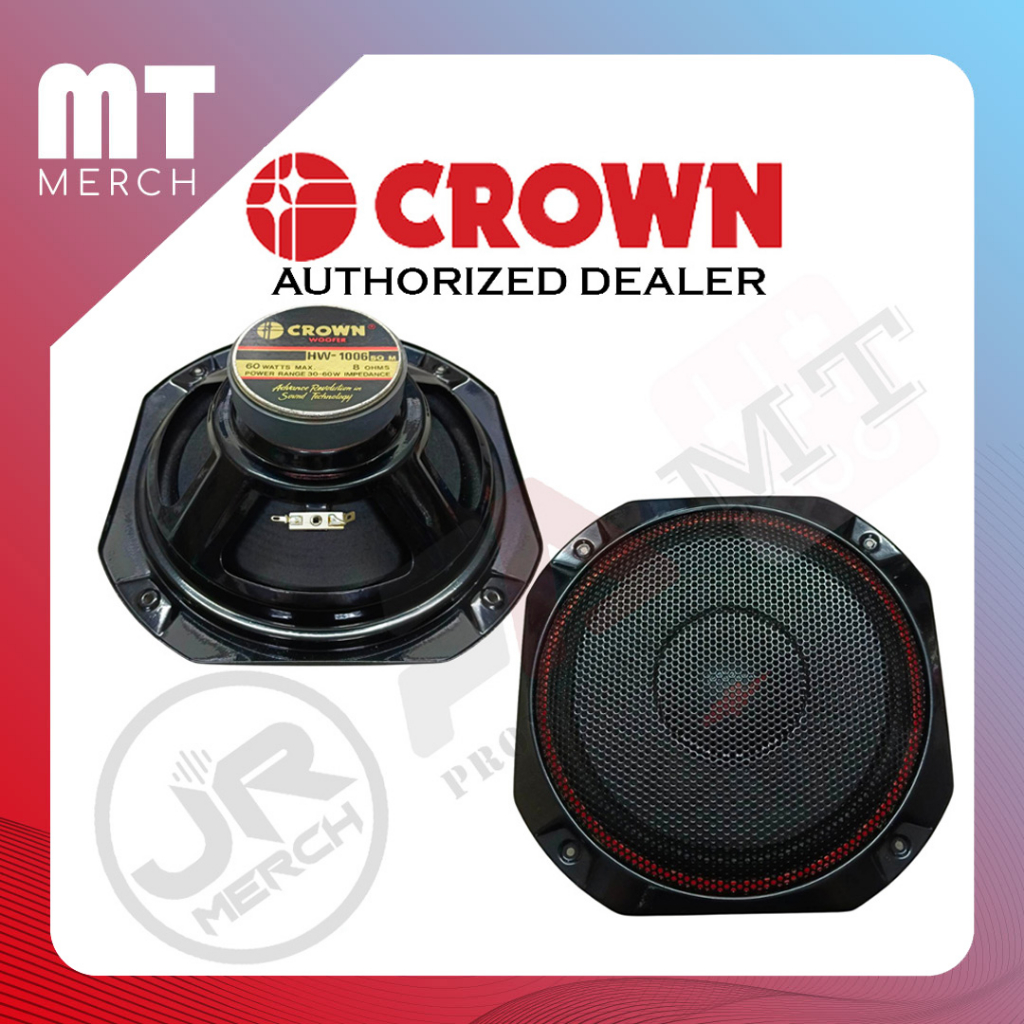 Crown 10" 60 watts 8 ohms Woofer Speaker w/ Fixed Square Mesh (HW ...
