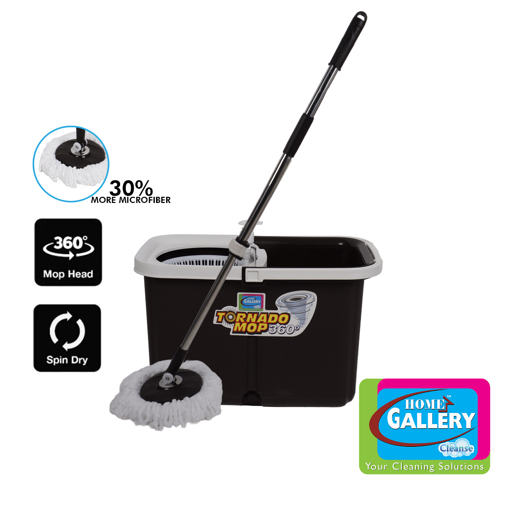 Home Gallery Tornado Mop & Spin Dry Bucket with 1 Microfiber Mop Head ...
