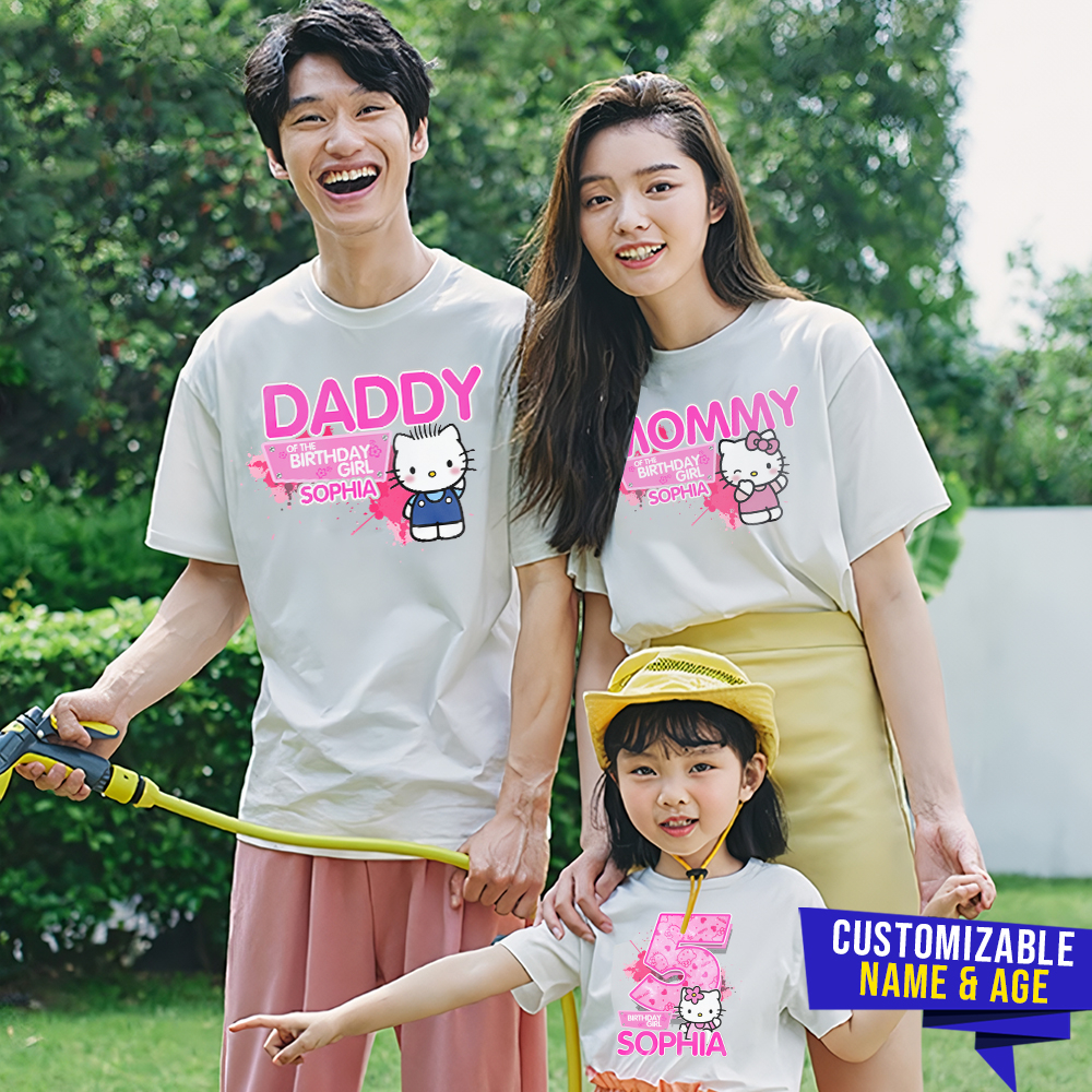 HELLO KITTY Personalized Family Birthday Shirt Changeable Name Age DTF ...
